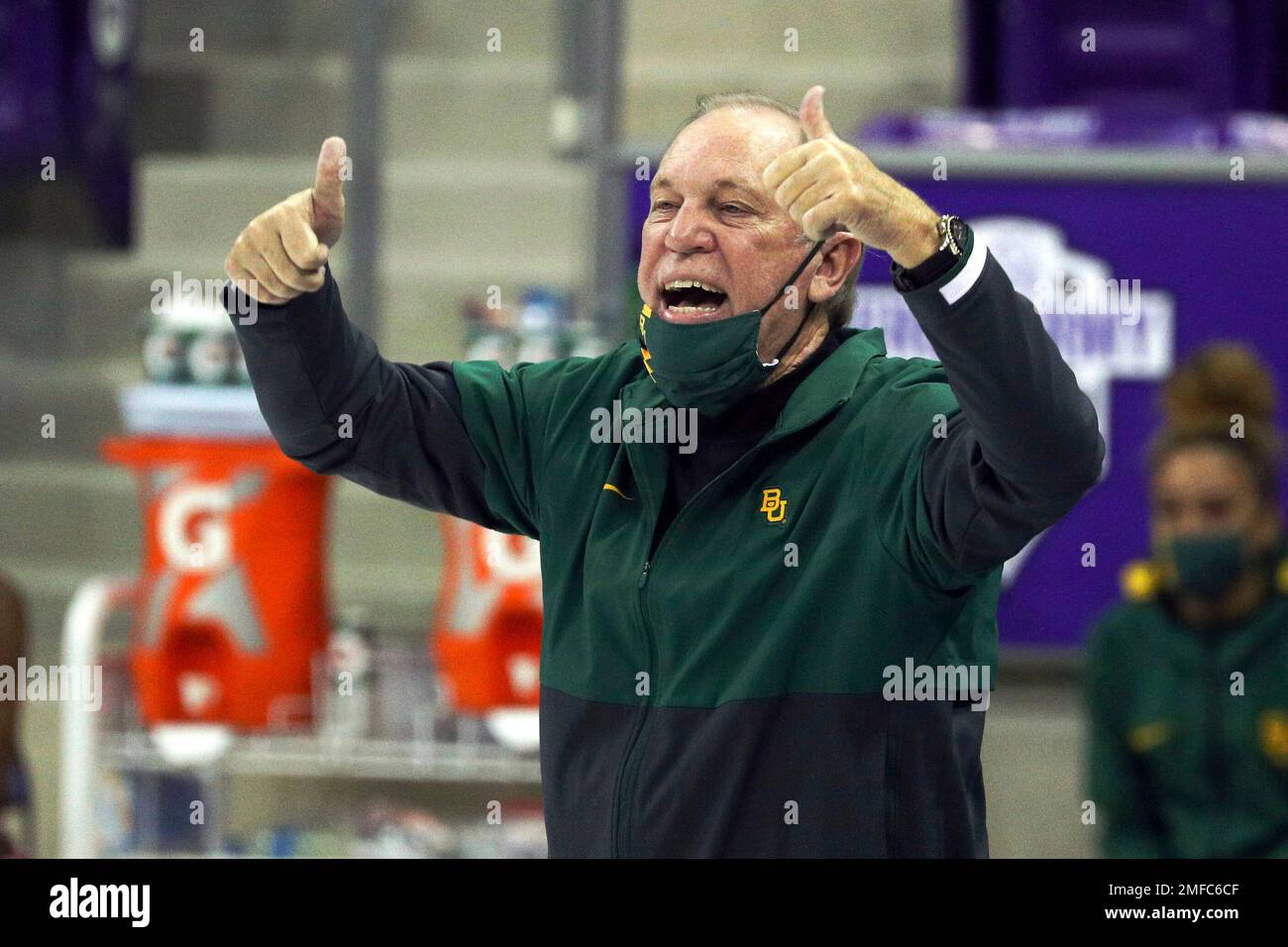 Baylor Associate head coach Bill Brock gestures from the sidelines ...