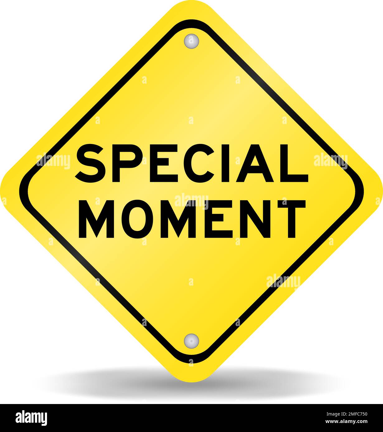 Yellow color transportation sign with word special moment on white ...