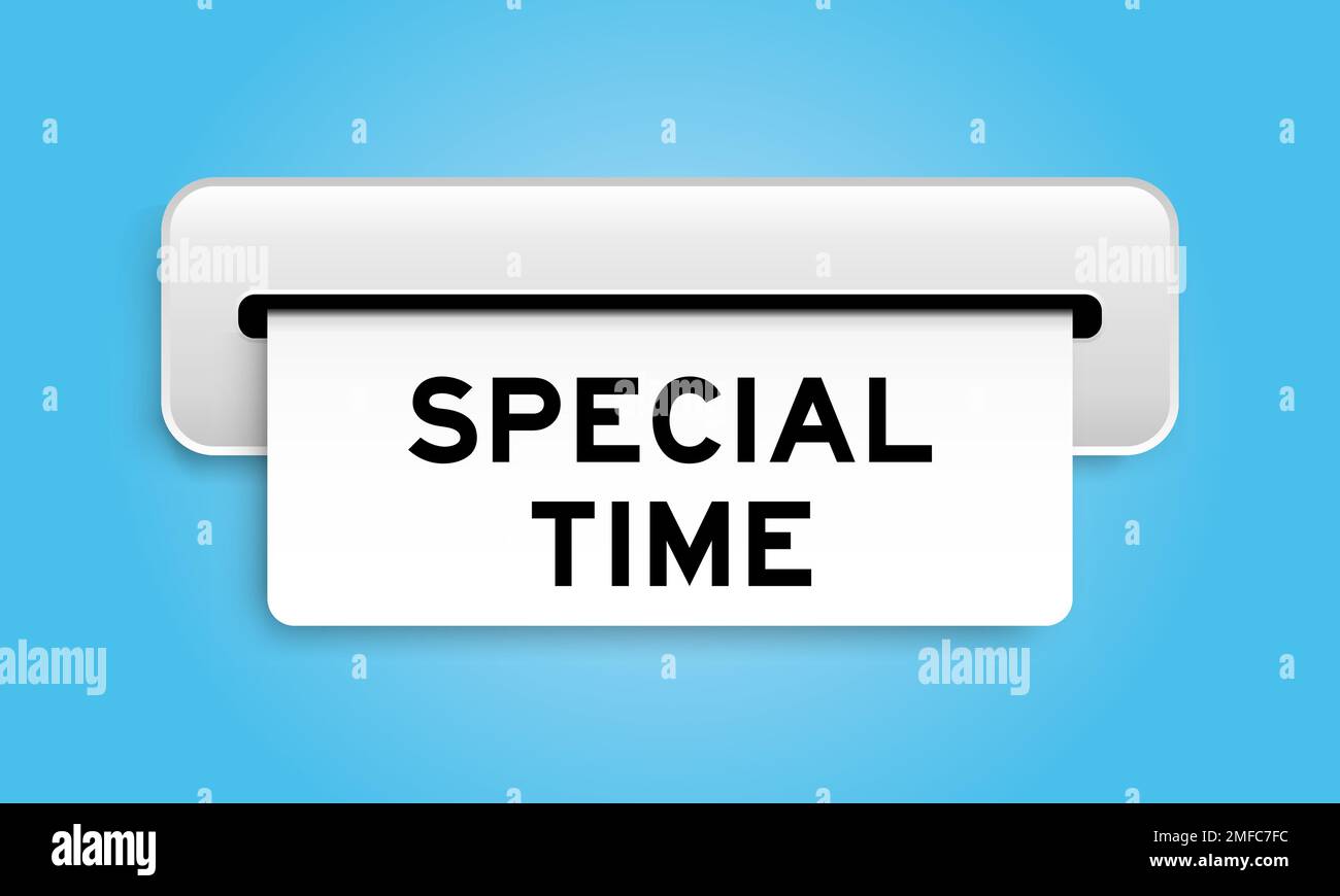 White coupon banner with word special time from machine on blue color ...