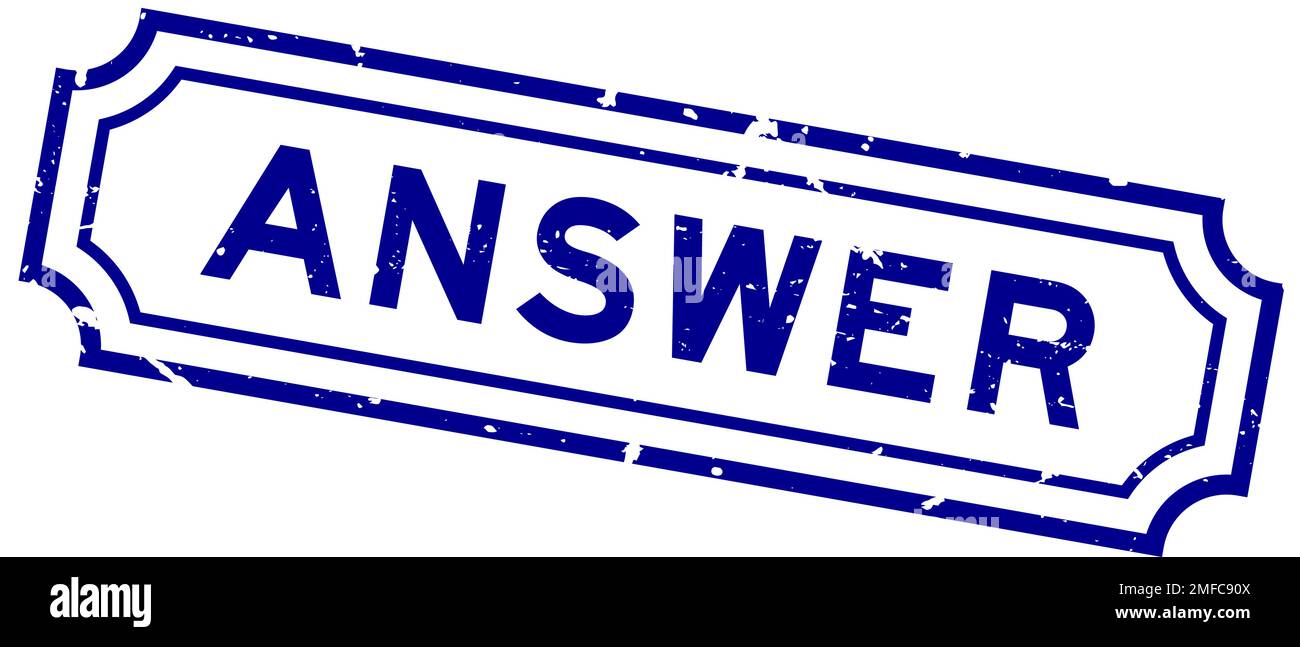 Grunge blue answer word rubber seal stamp on white background Stock ...
