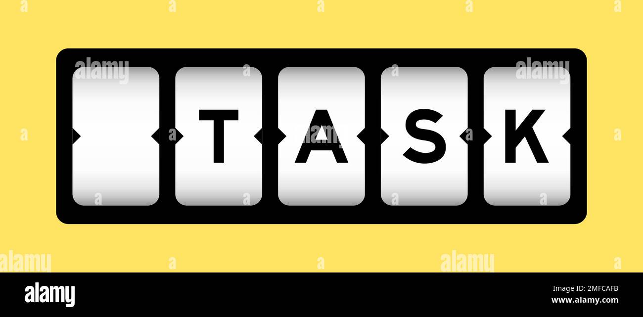 Black color in word task on slot banner with yellow color background ...