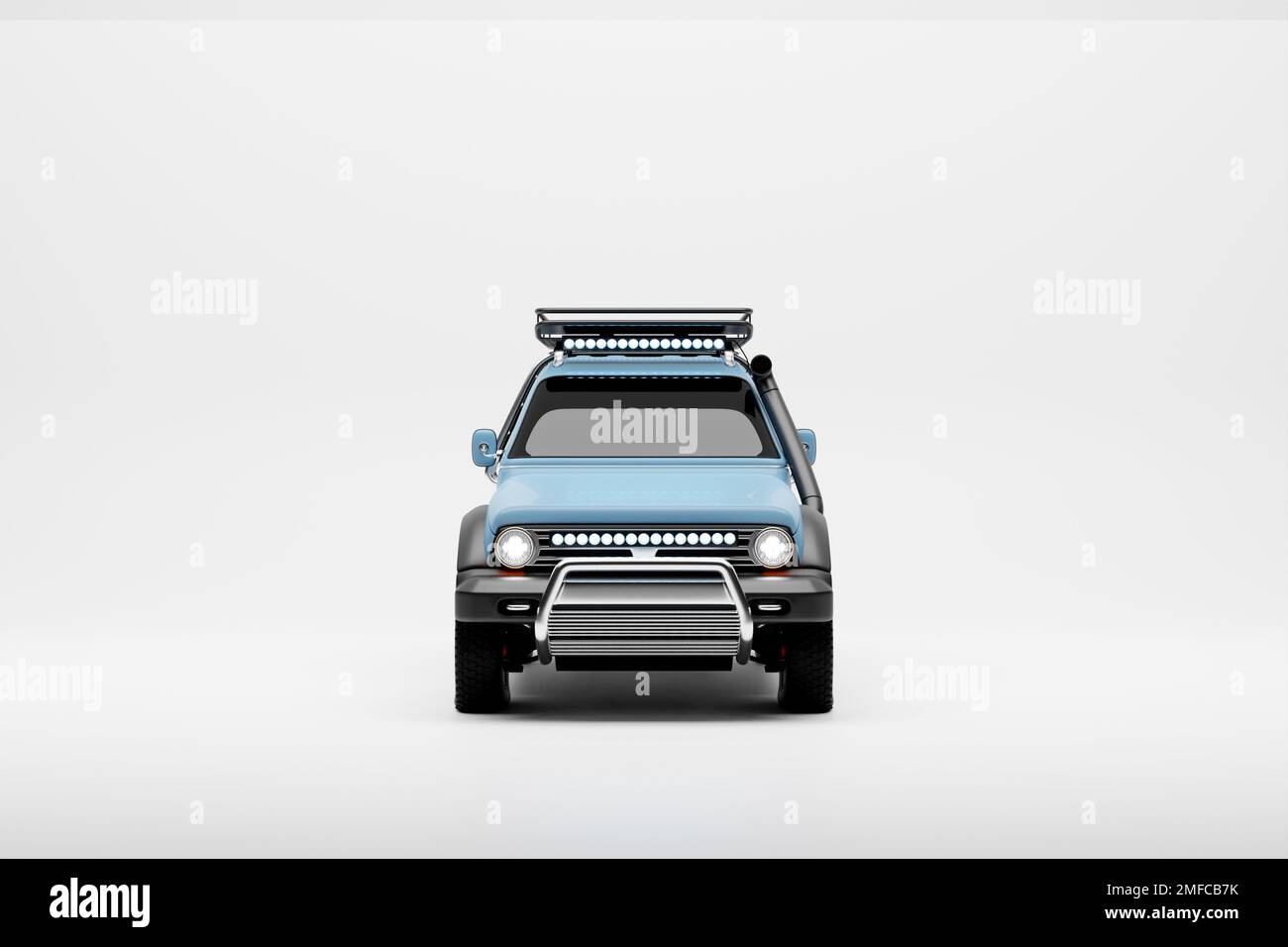 A powerful blue Off-road car 4x4, safari, expedition off-roader, front ...