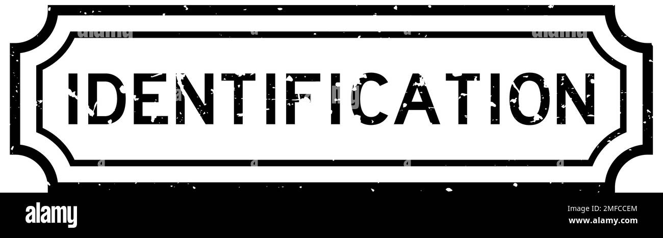 Grunge black identification word rubber seal stamp on white background ...
