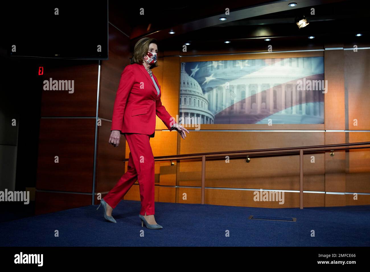 House Speaker Nancy Pelosi of Calif., arrives to speak to the media ...