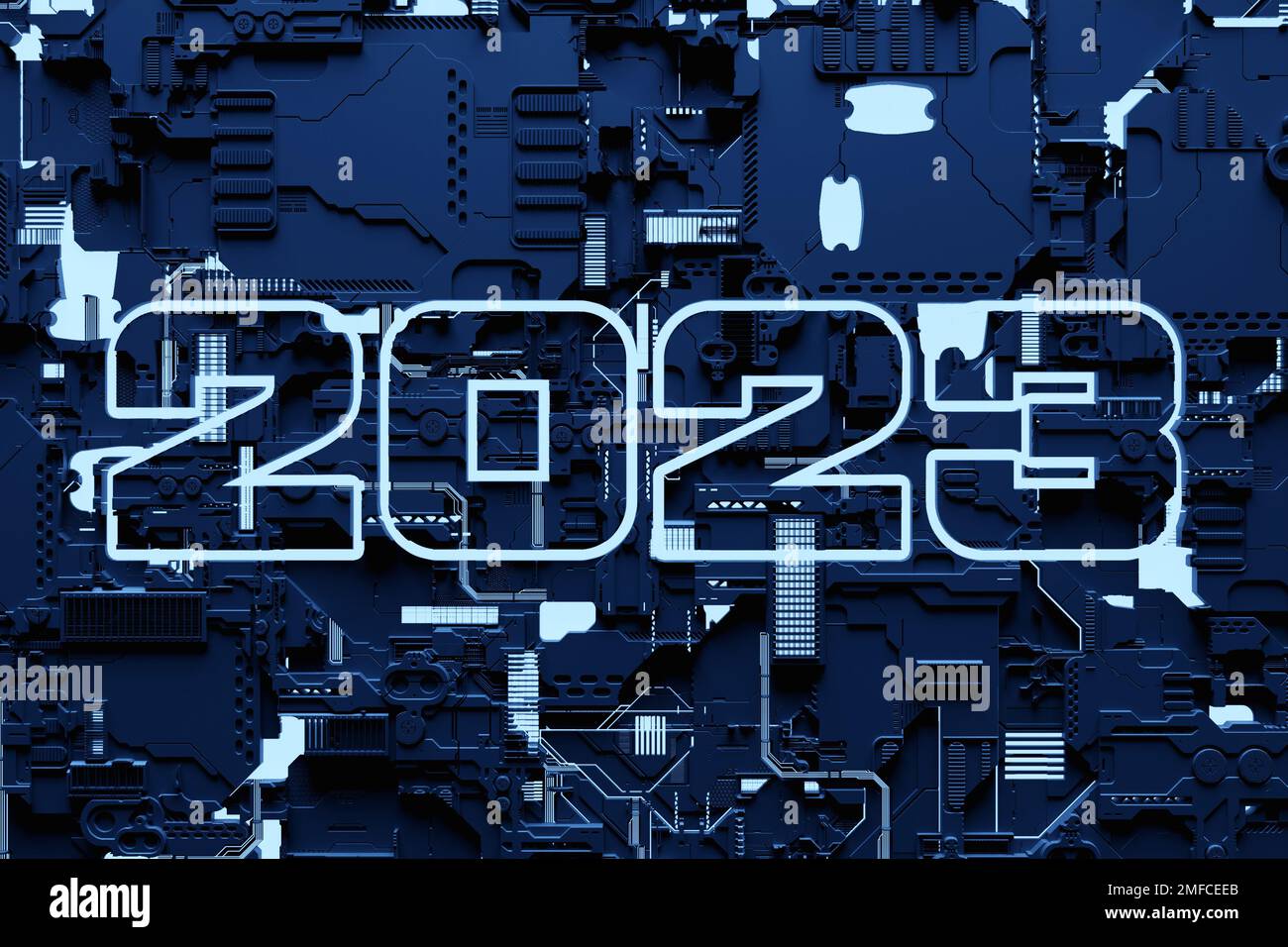 3D illustration Abstract geometric tech pattern with futuristic tech ...