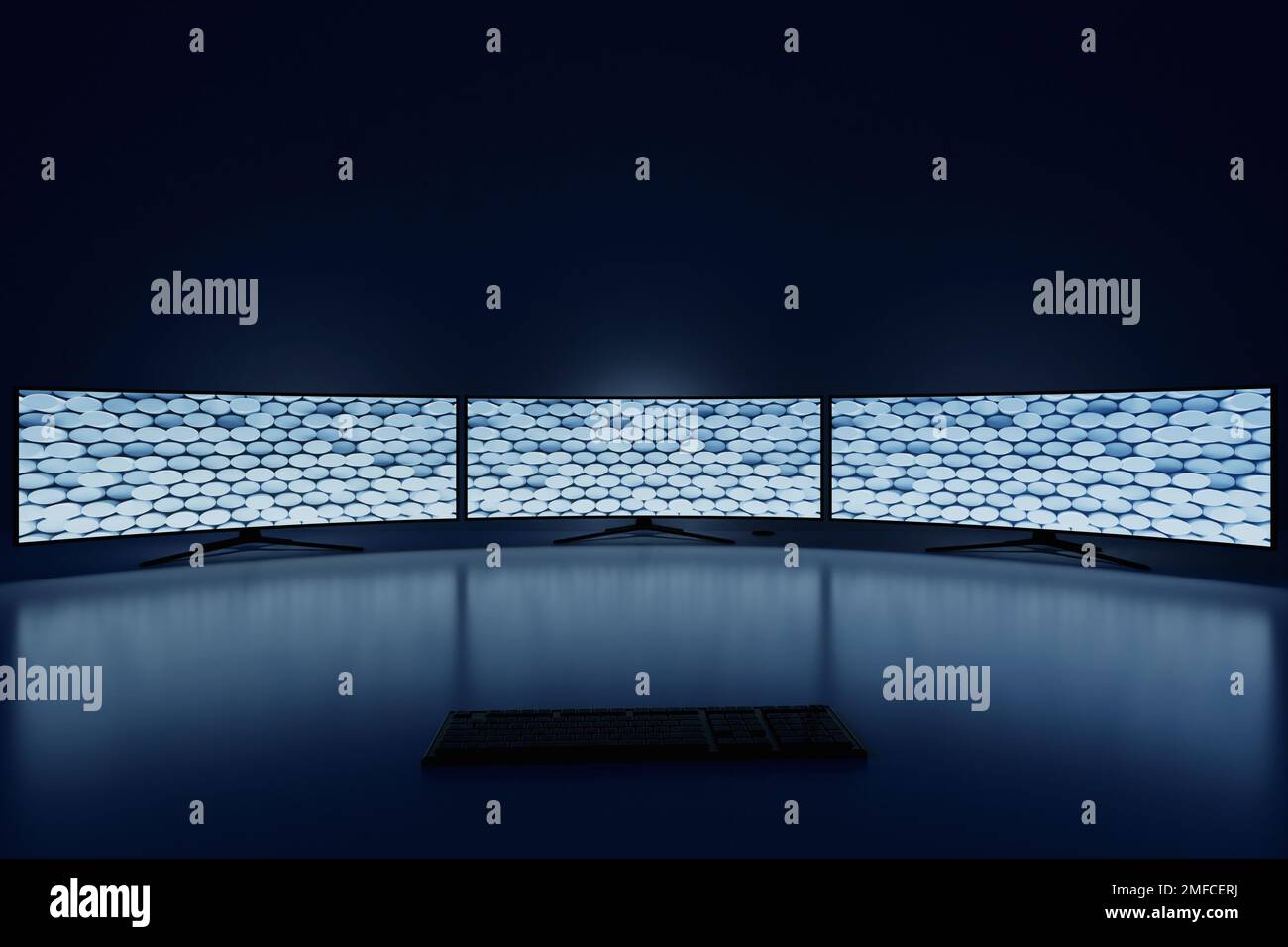 3d illustration, Powerful personal computer gamer with three monitors ...