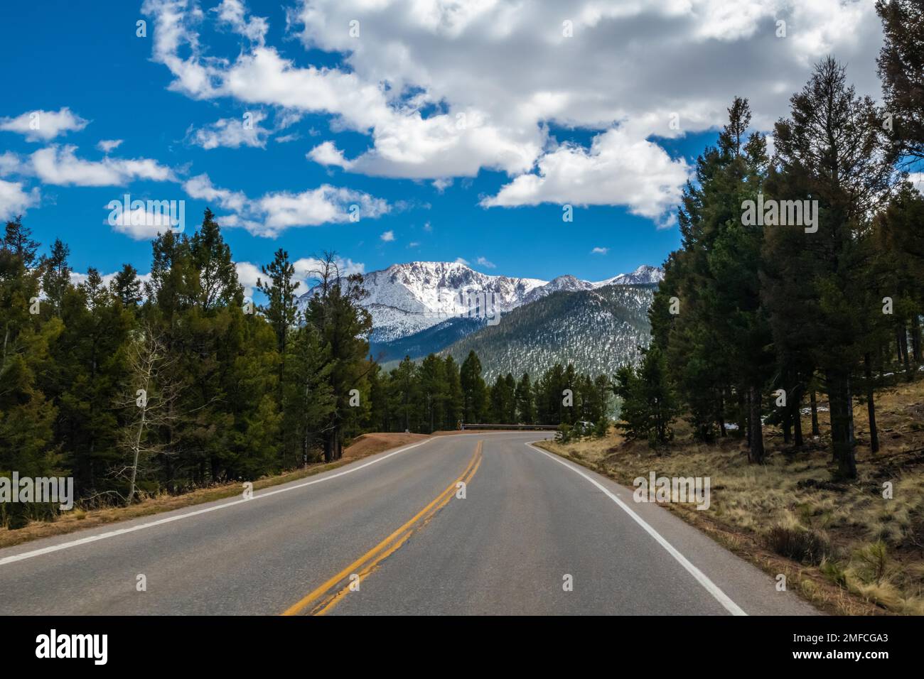 A long way down the road going to Colorado Springs, Colorado Stock ...