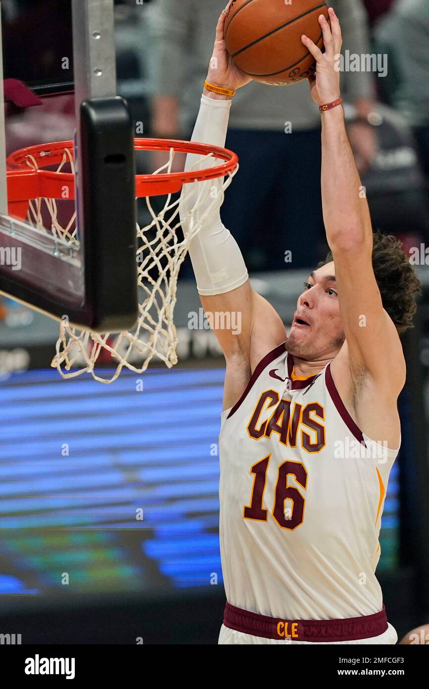 Cleveland Cavaliers' Cedi Osman dunks the ball against the New York ...
