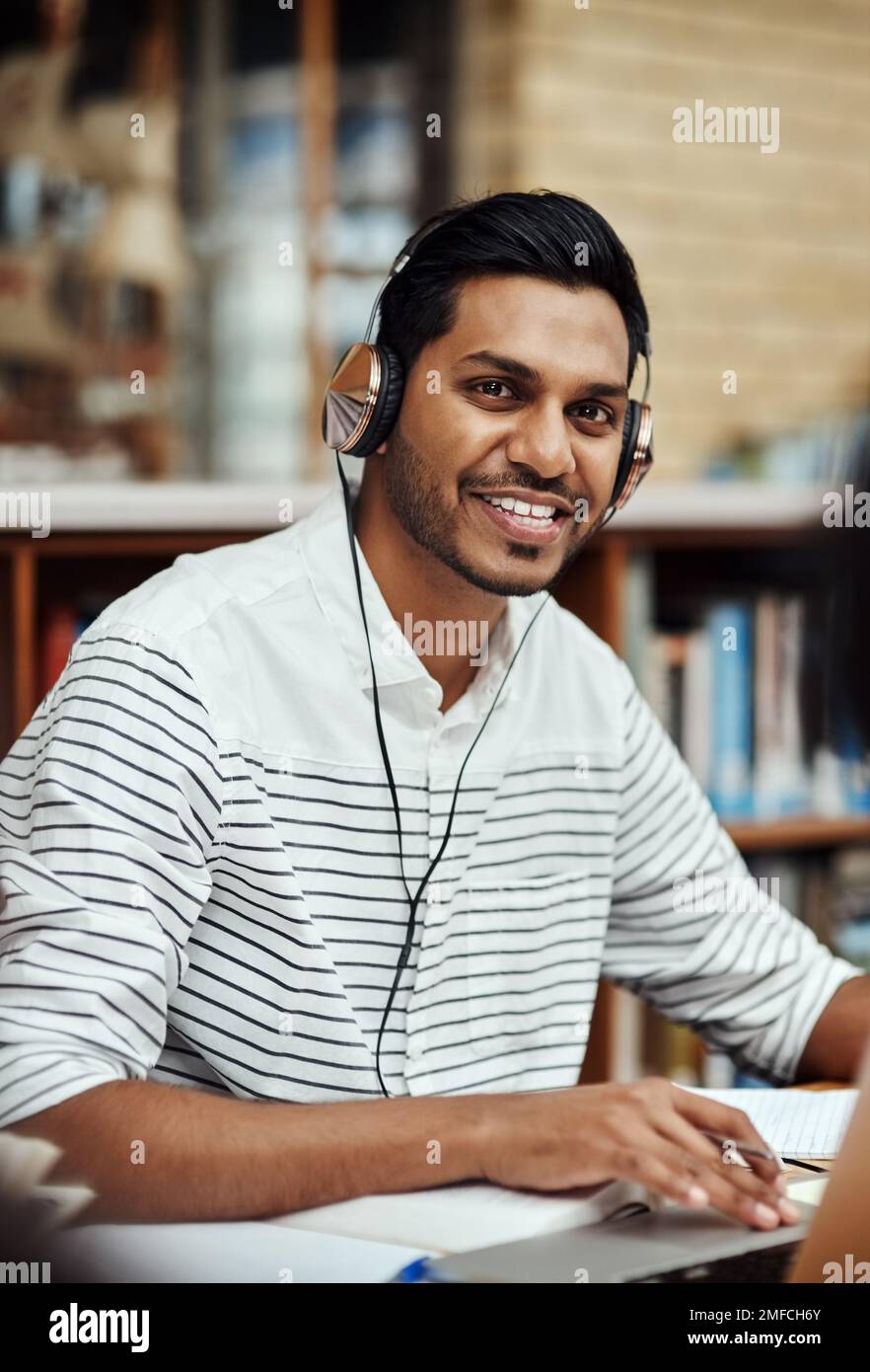 Ill be ready for the upcoming finals. Cropped portrait of a handsome ...