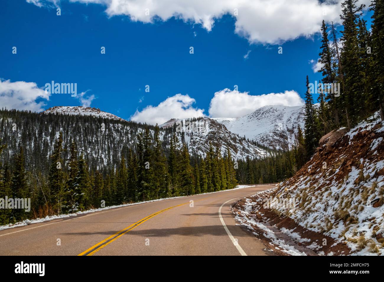 A long way down the road going to Colorado Springs, Colorado Stock ...