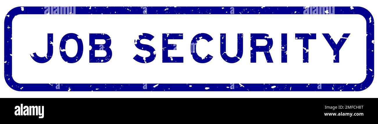 Grunge blue job security word square rubber seal stamp on white ...