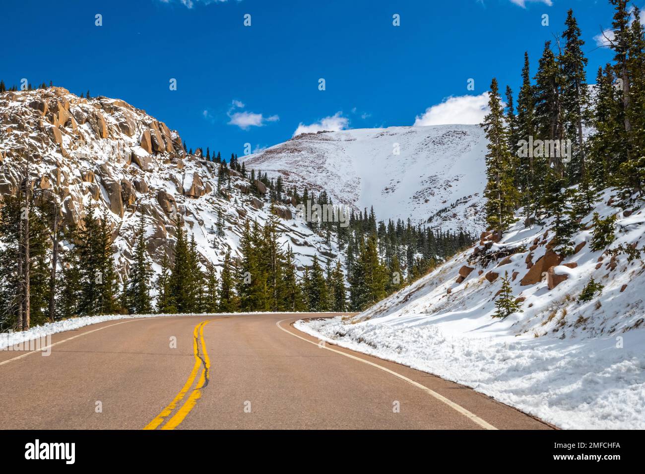 A long way down the road going to Colorado Springs, Colorado Stock ...