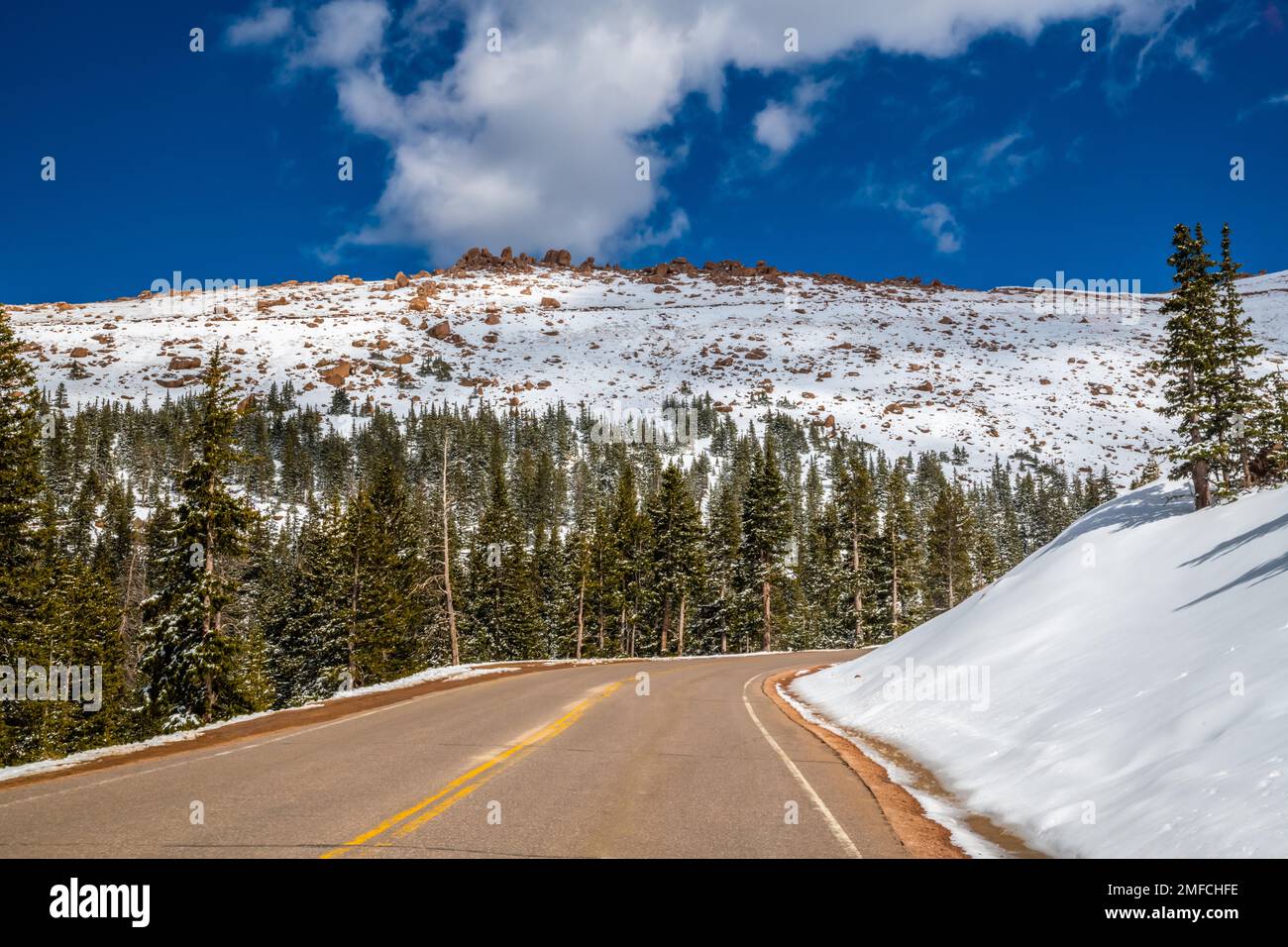 A long way down the road going to Colorado Springs, Colorado Stock ...