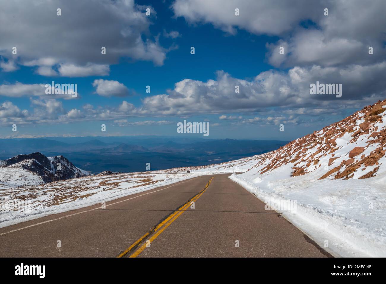 A long way down the road going to Colorado Springs, Colorado Stock ...