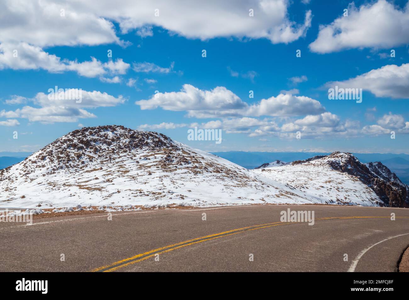 A long way down the road going to Colorado Springs, Colorado Stock ...