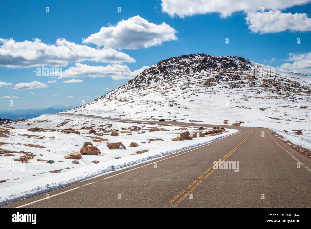 A long way down the road going to Colorado Springs, Colorado Stock ...