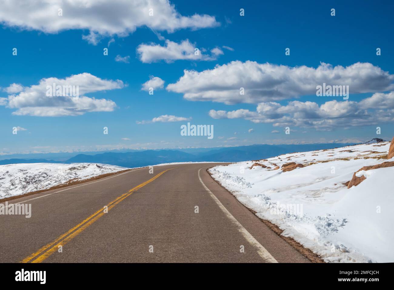 A long way down the road going to Colorado Springs, Colorado Stock ...