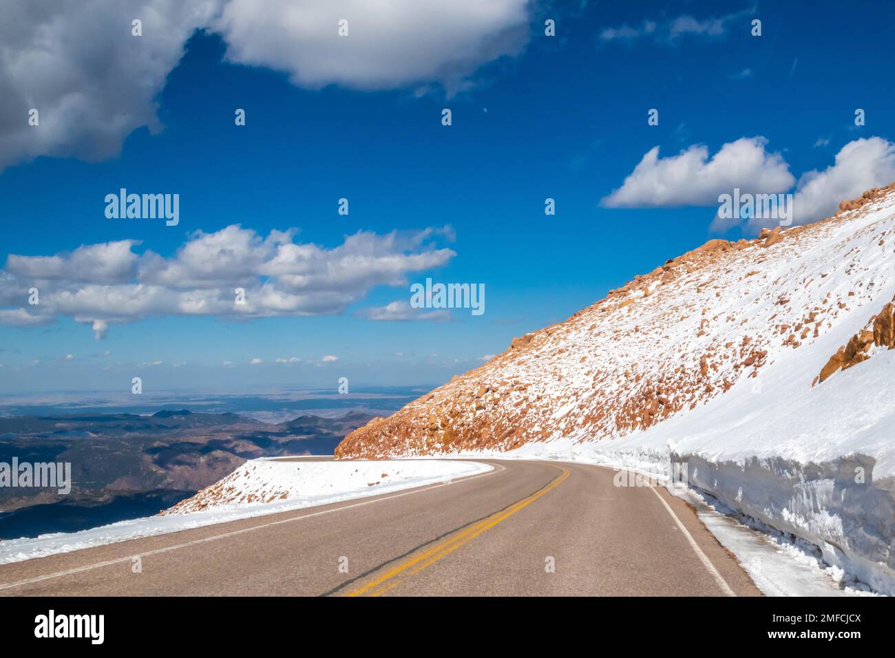 A long way down the road going to Colorado Springs, Colorado Stock ...