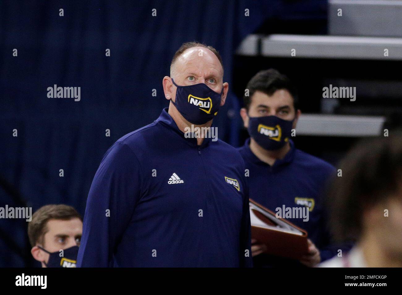 Northern Arizona head coach Shane Burcar watches the second half of an ...