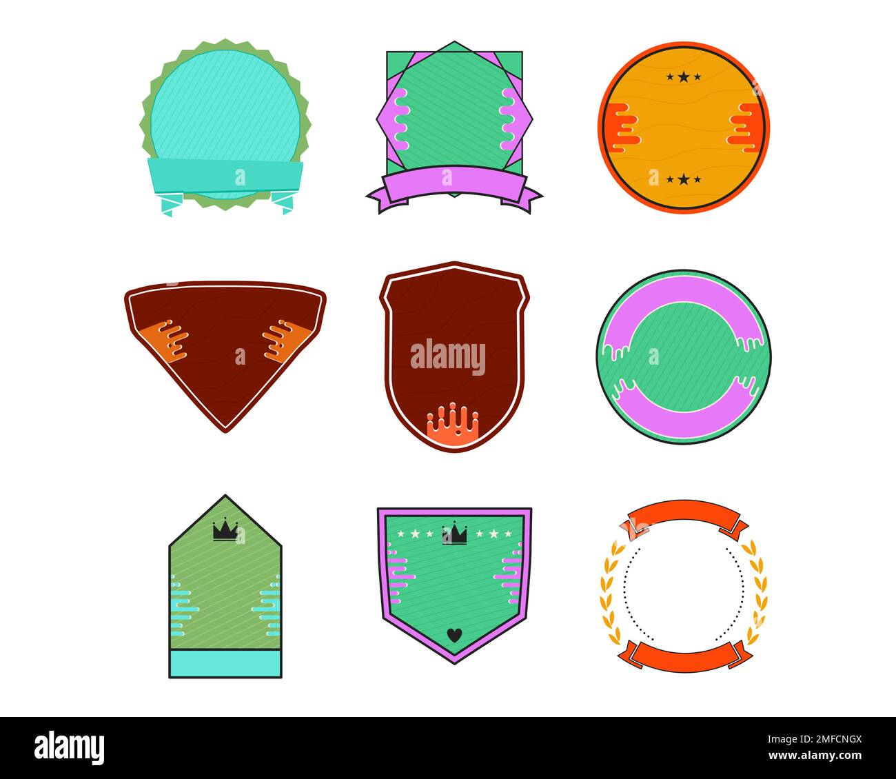 Blank Badge Shape Templates in flat modern liquid style. Good for ...