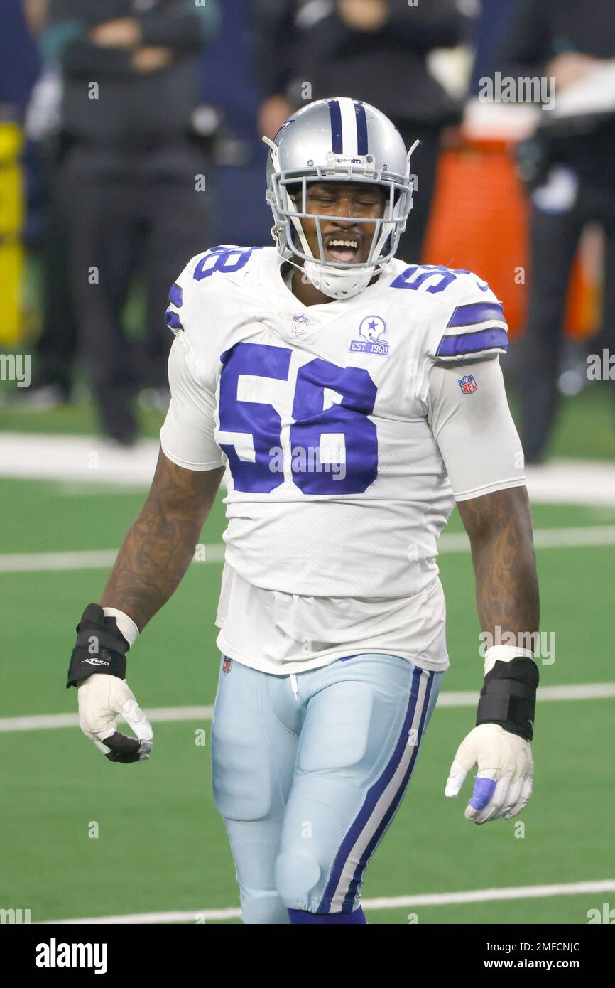 Dallas Cowboys defensive end Aldon Smith (58) reacts against the ...