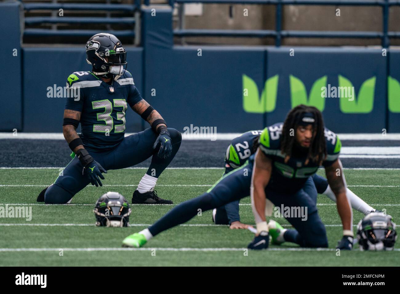 Seattle Seahawks defensive back Jamal Adams (33) stretches during ...
