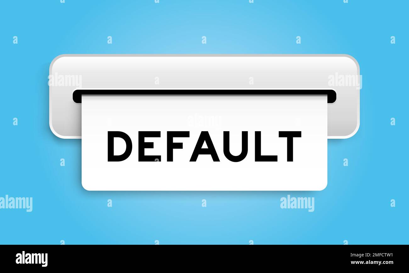 White coupon banner with word default from machine on blue color ...
