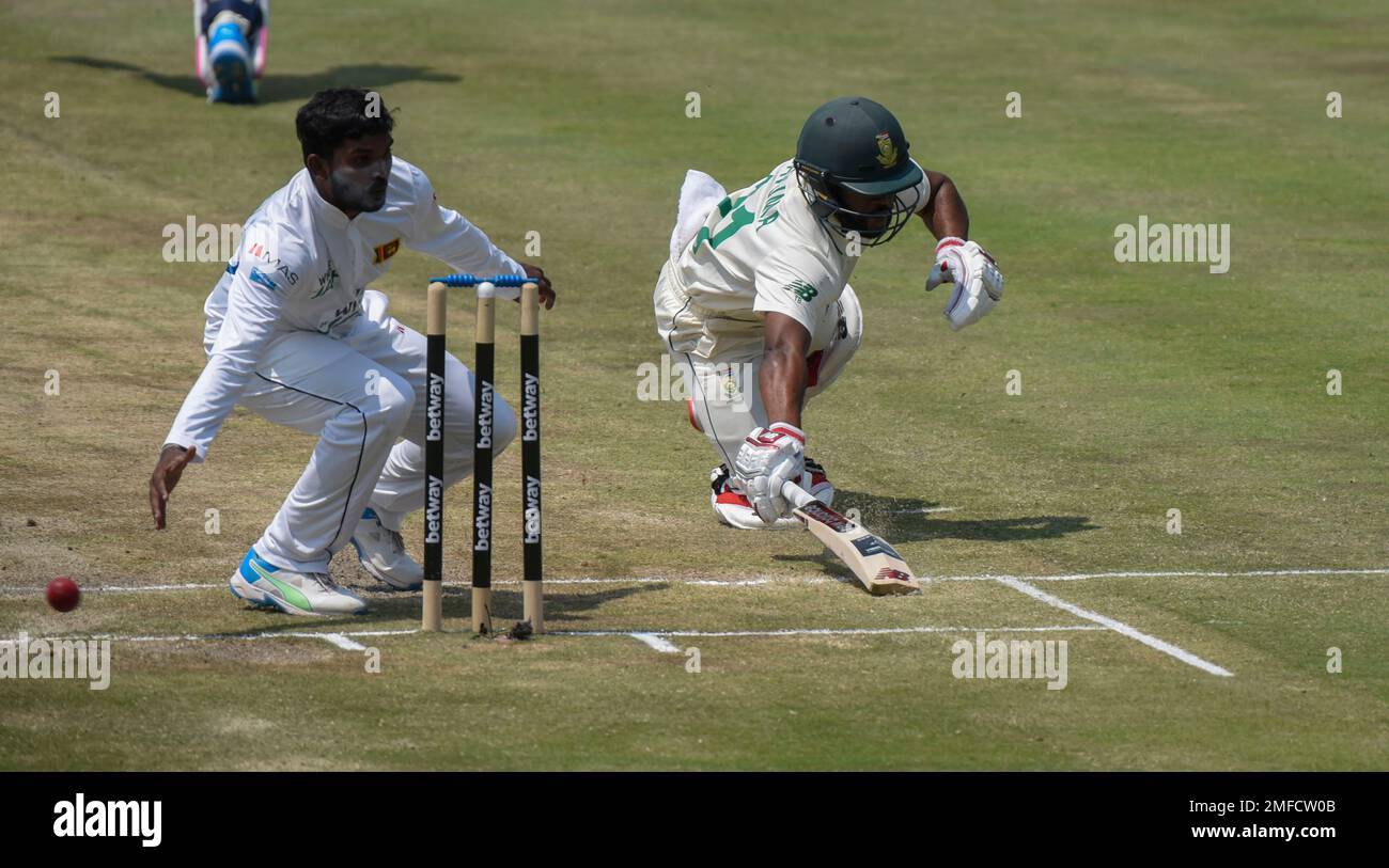 South Africa's Temba Bavuma is almost run out on day three of the first ...