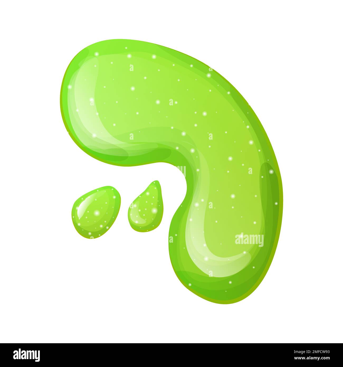 Slime splat, green bright sticky jelly drop with glitter in cartoon ...