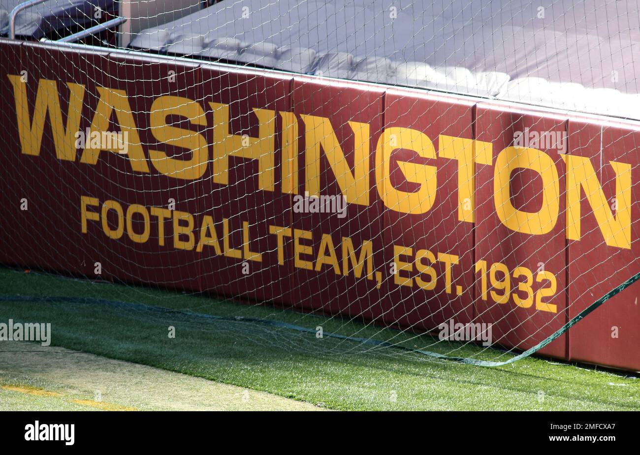 Washington Football Team signage on display before an NFL football game ...