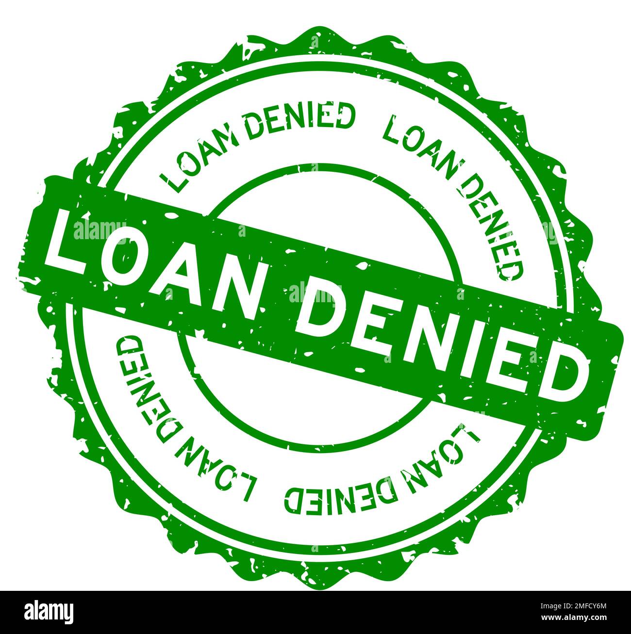 Grunge green loan denied word round rubber seal stamp on white ...