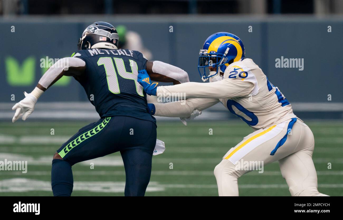 Los Angeles Rams defensive back Jalen Ramsey battles for Seattle ...