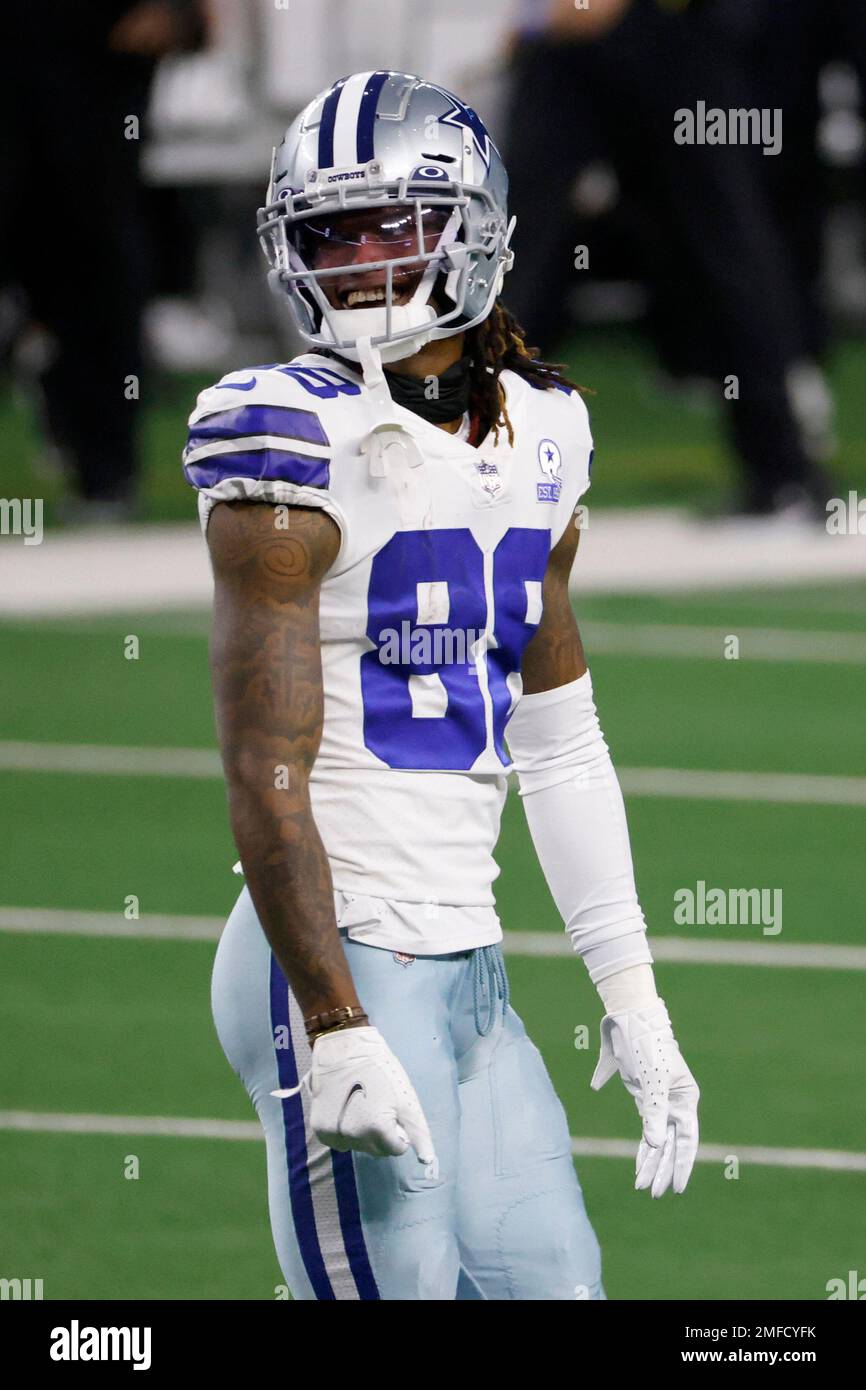 Dallas Cowboys wide receiver CeeDee Lamb stands on the field after a ...