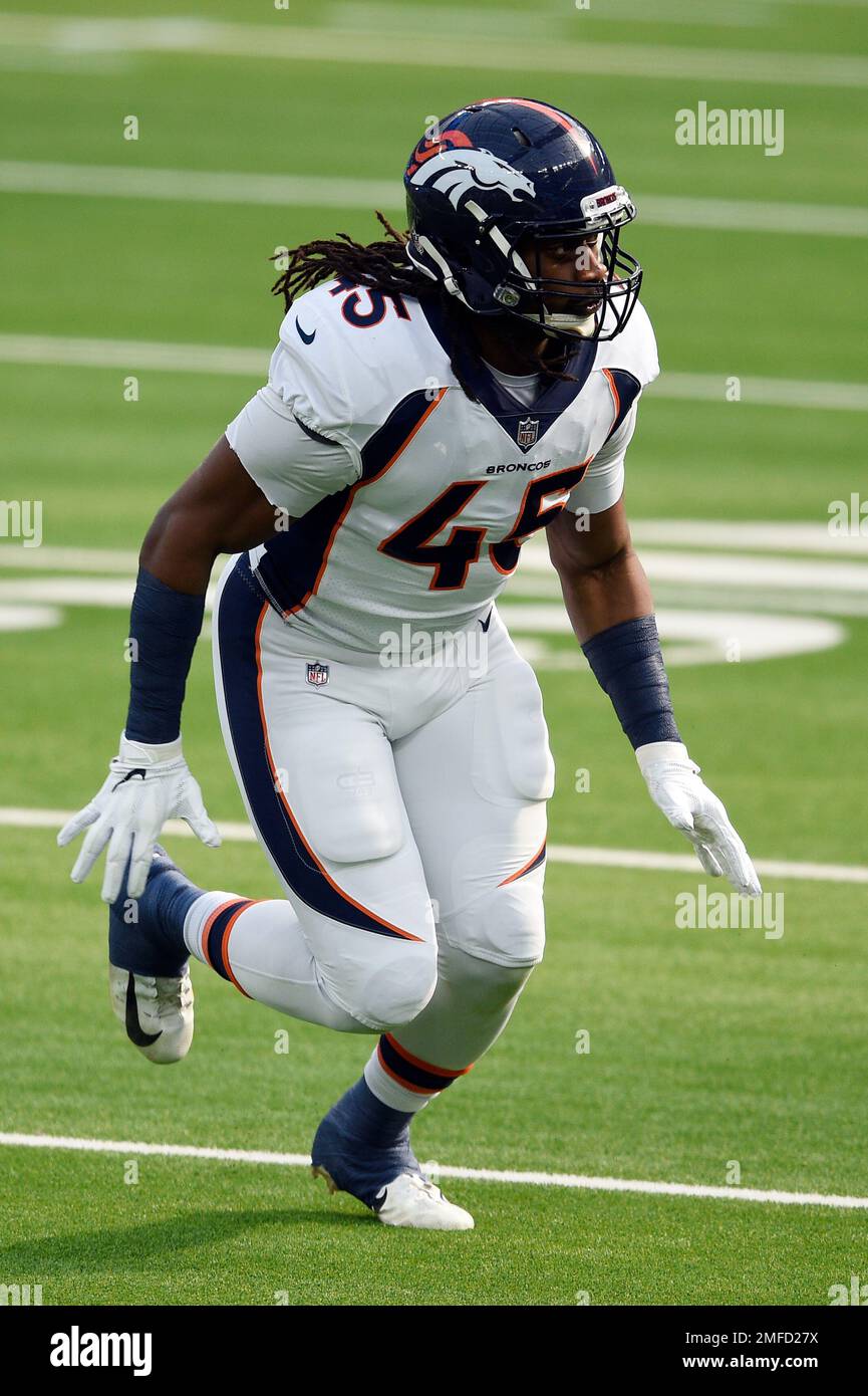 Denver Broncos inside linebacker A.J. Johnson warms up before an NFL ...