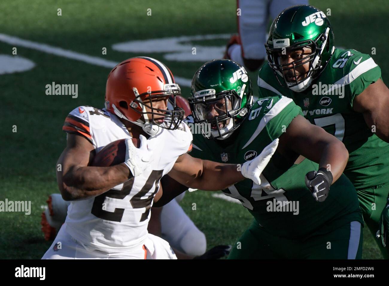 New York Jets defensive tackle Foley Fatukasi (94) and Nathan Shepherd ...