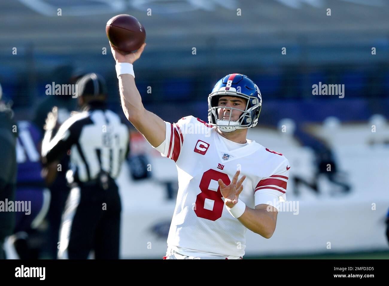New York Giants quarterback Daniel Jones against the Baltimore Ravens ...
