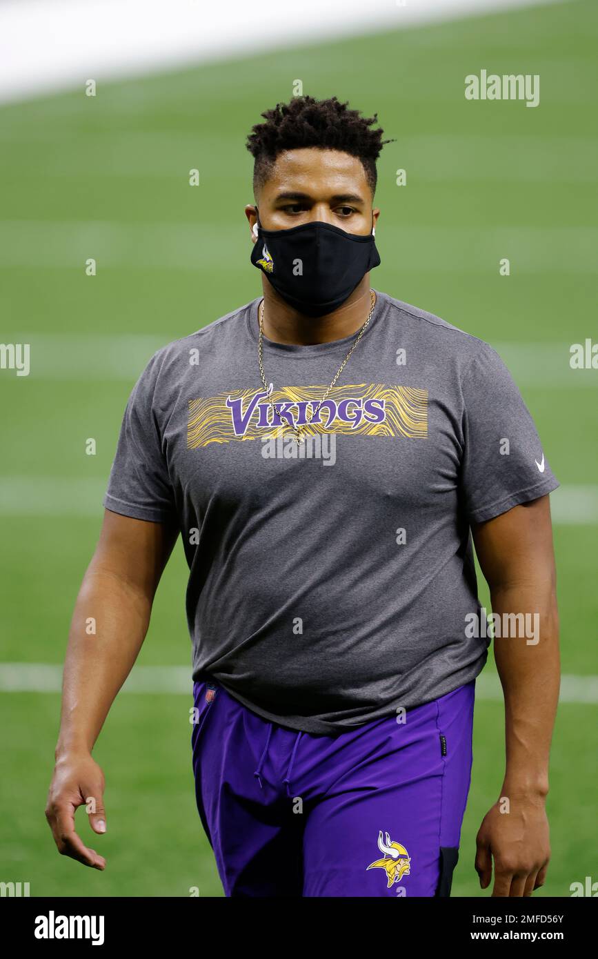 Minnesota Vikings defensive end Eddie Yarbrough (52) warms up before an ...