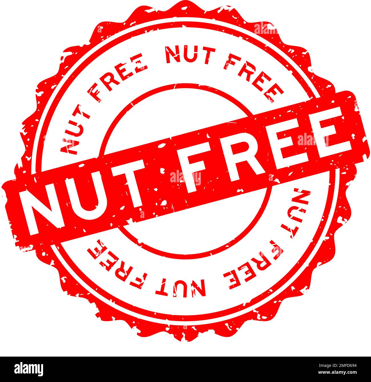 Grunge red nut free word round rubber seal stamp on white background ...
