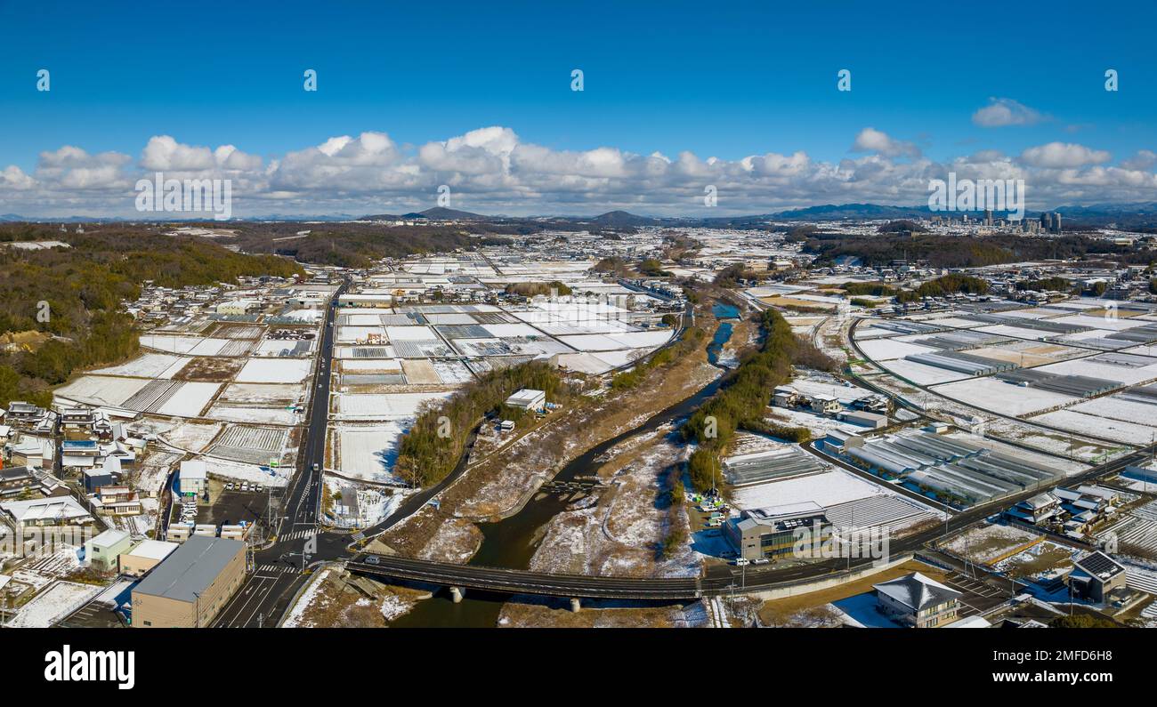 Aerial view snow covered island hi-res stock photography and images - Alamy
