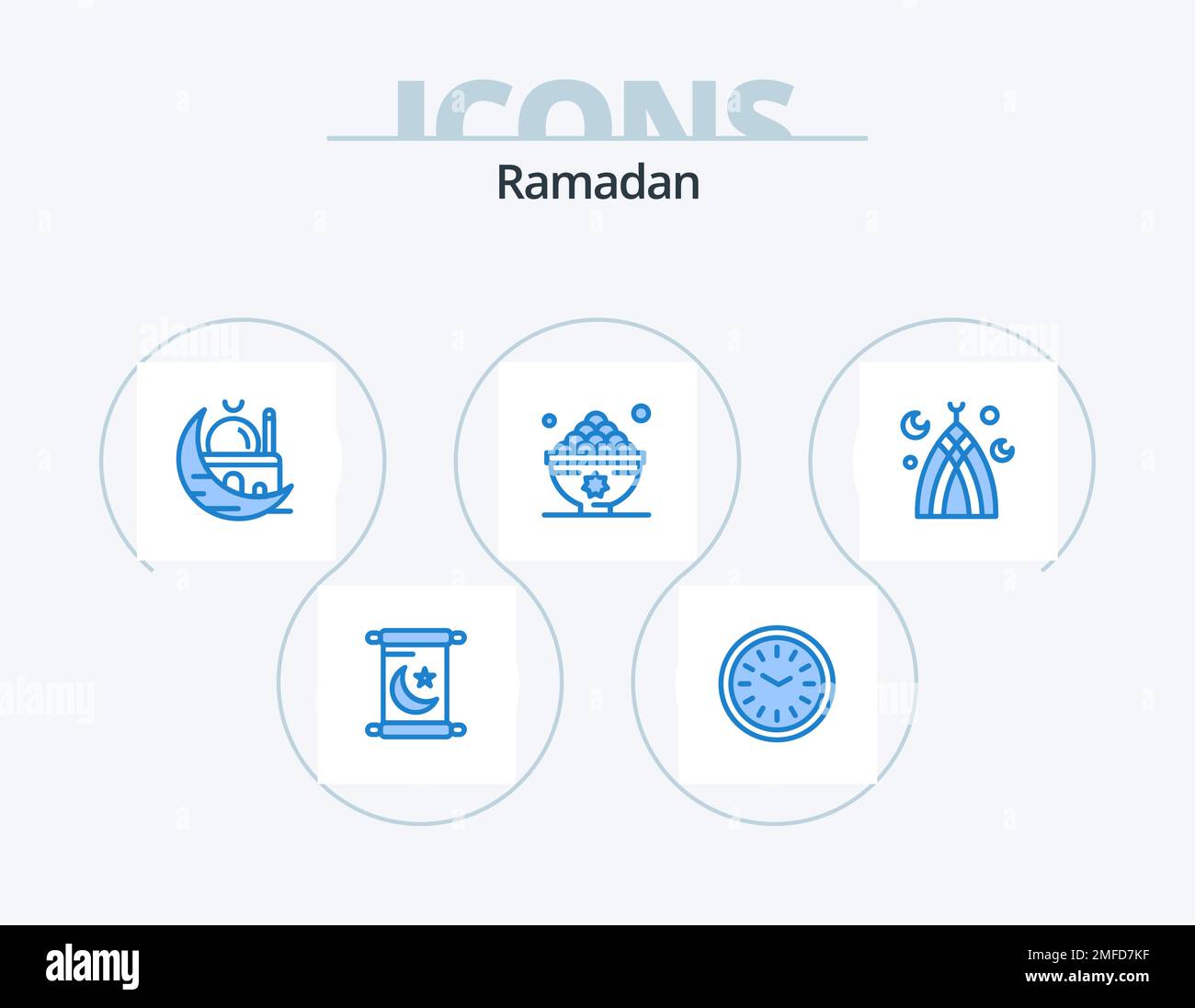 Ramadan Blue Icon Pack 5 Icon Design. meal. iftar. crescent. food ...