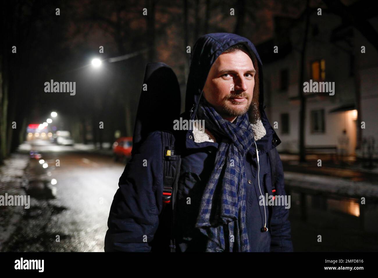 Kastus Lisetsky pose for a photo in a street in Minsk, Belarus, Friday ...