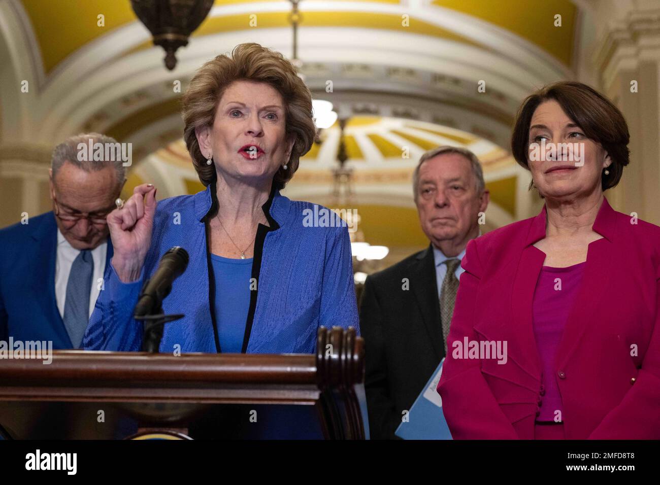 United States Senator Debbie Stabenow (Democrat of Michigan), left ...