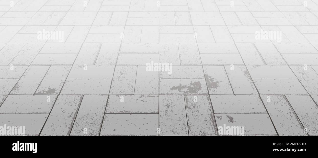 Vanishing perspective concrete crossed blocks floor pavement vector background with texture ...