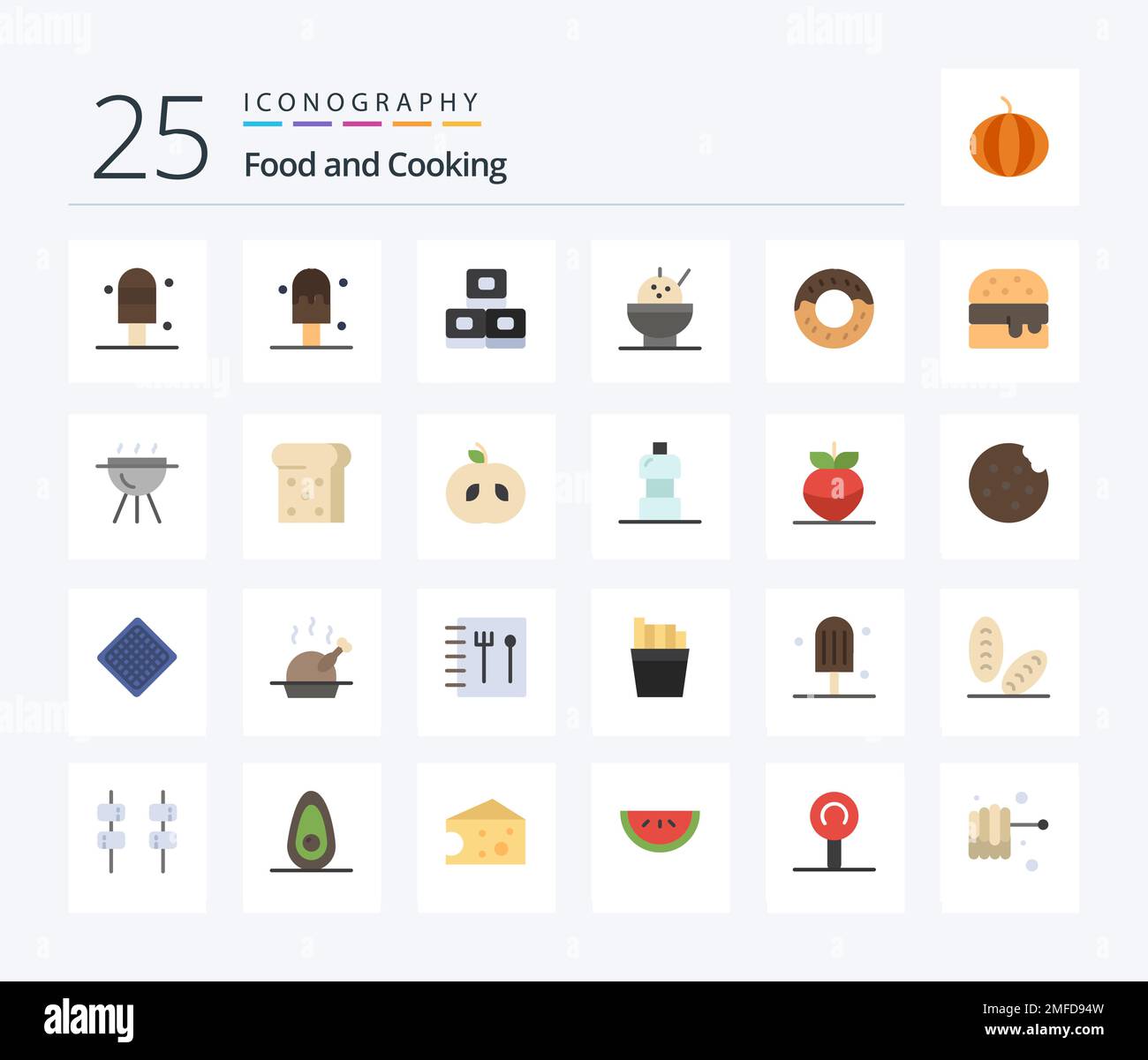 Food 25 Flat Color icon pack including food. toast. doughnut. bread ...