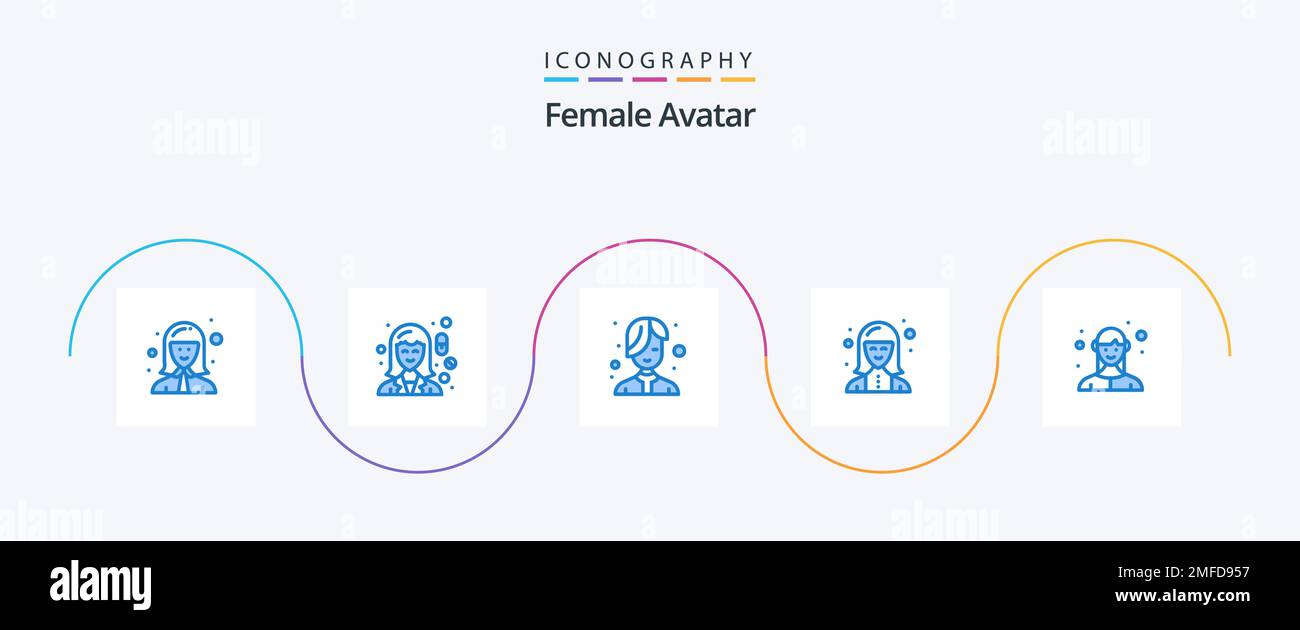 Female Avatar Blue 5 Icon Pack Including technician. expert. pharmacy ...