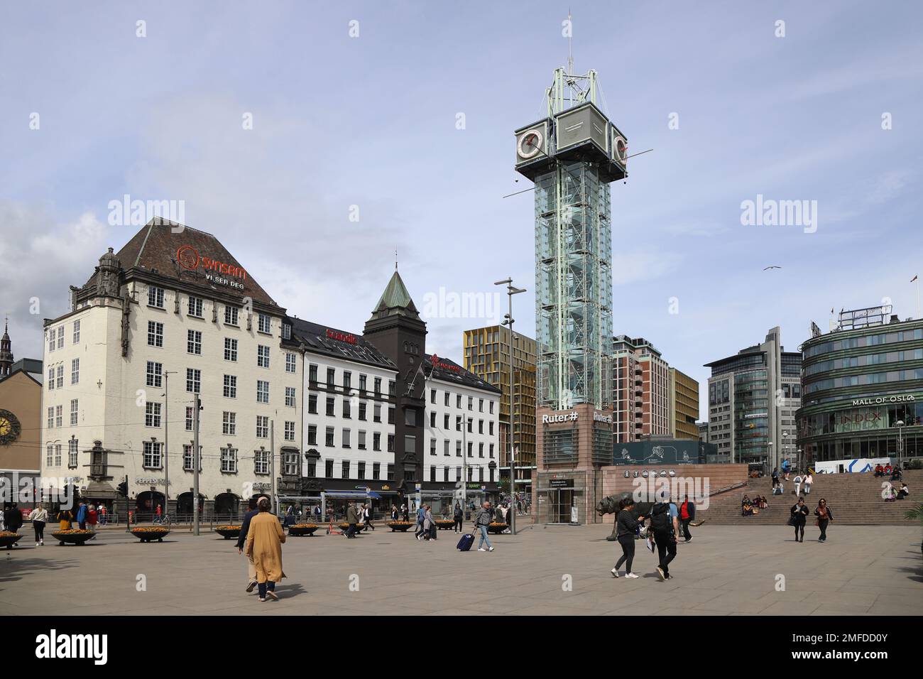 Oslo Norway Jernbanetorget square in front of the main station Stock ...