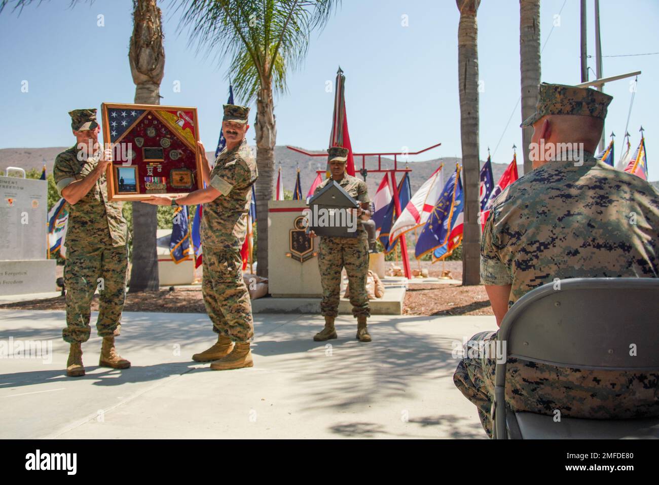 U.S. Marine Corps Col. Sean Dynan (left), commanding officer of the ...