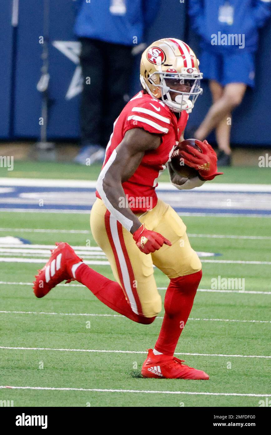 San Francisco 49ers wide receiver Brandon Aiyuk (11) runs after a ...