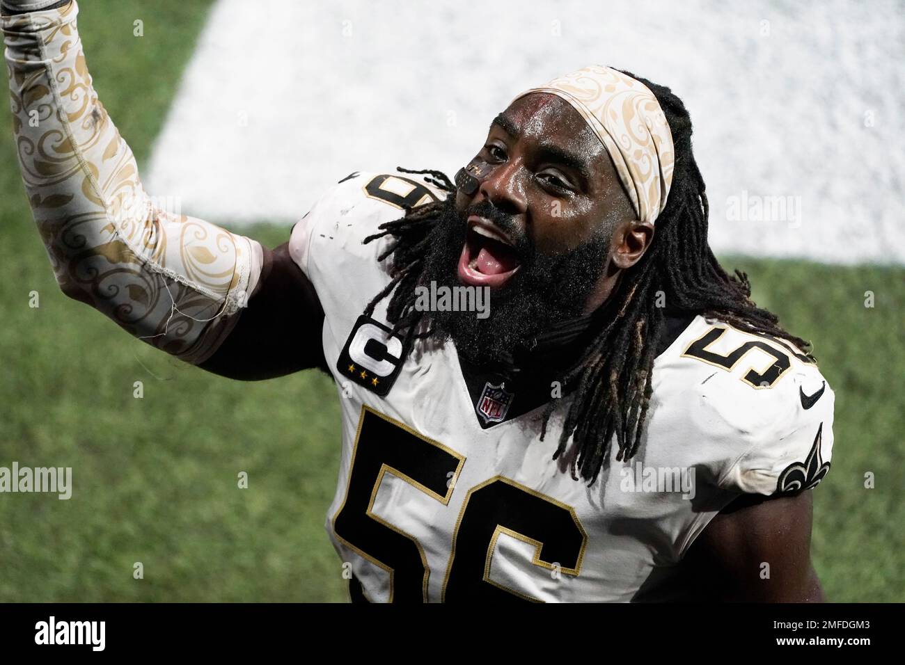 FILE - In this Dec. 6, 2020, file photo, New Orleans Saints outside ...