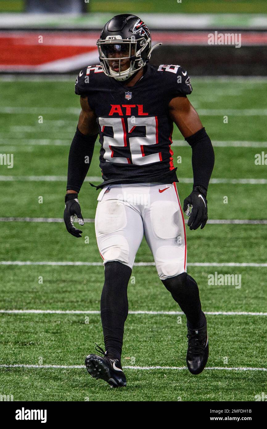 Atlanta Falcons strong safety Keanu Neal (22) works during the first ...